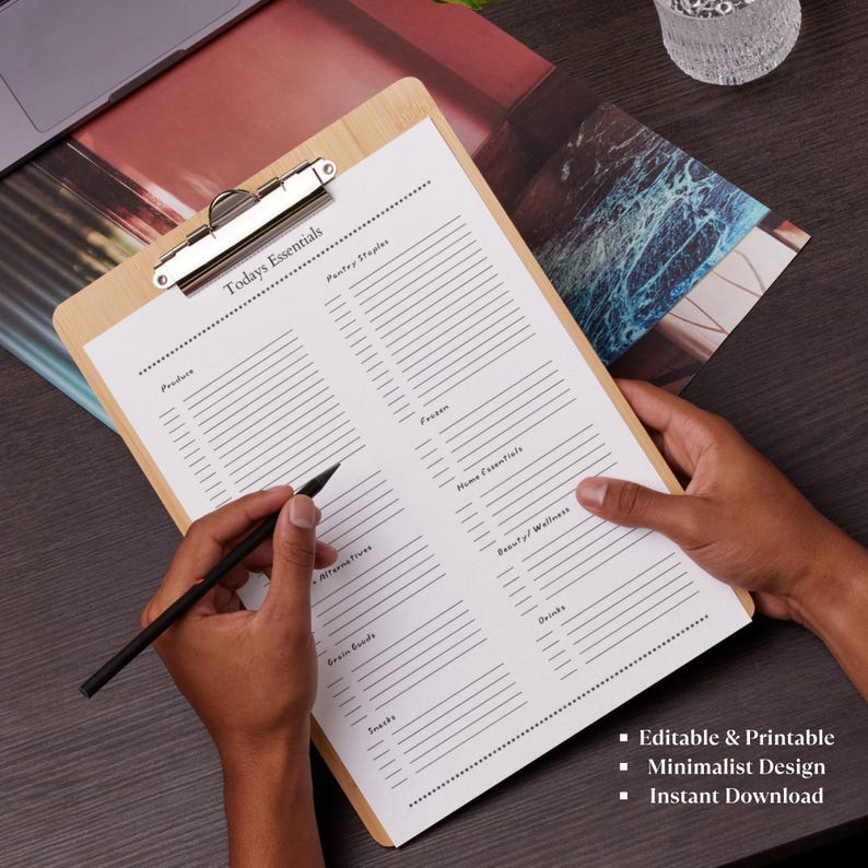 Editable & Printable Grocery List Template, Minimalist Shopping List ...