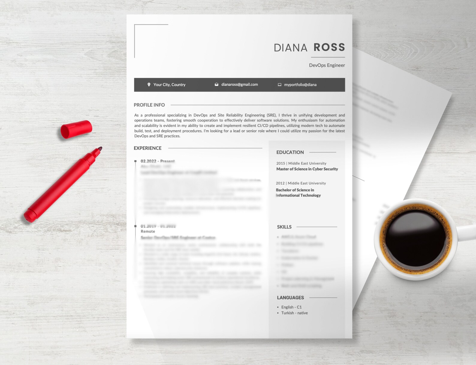 Recruiter-approved Corporate CV Template Black and White CV Grey CV ...