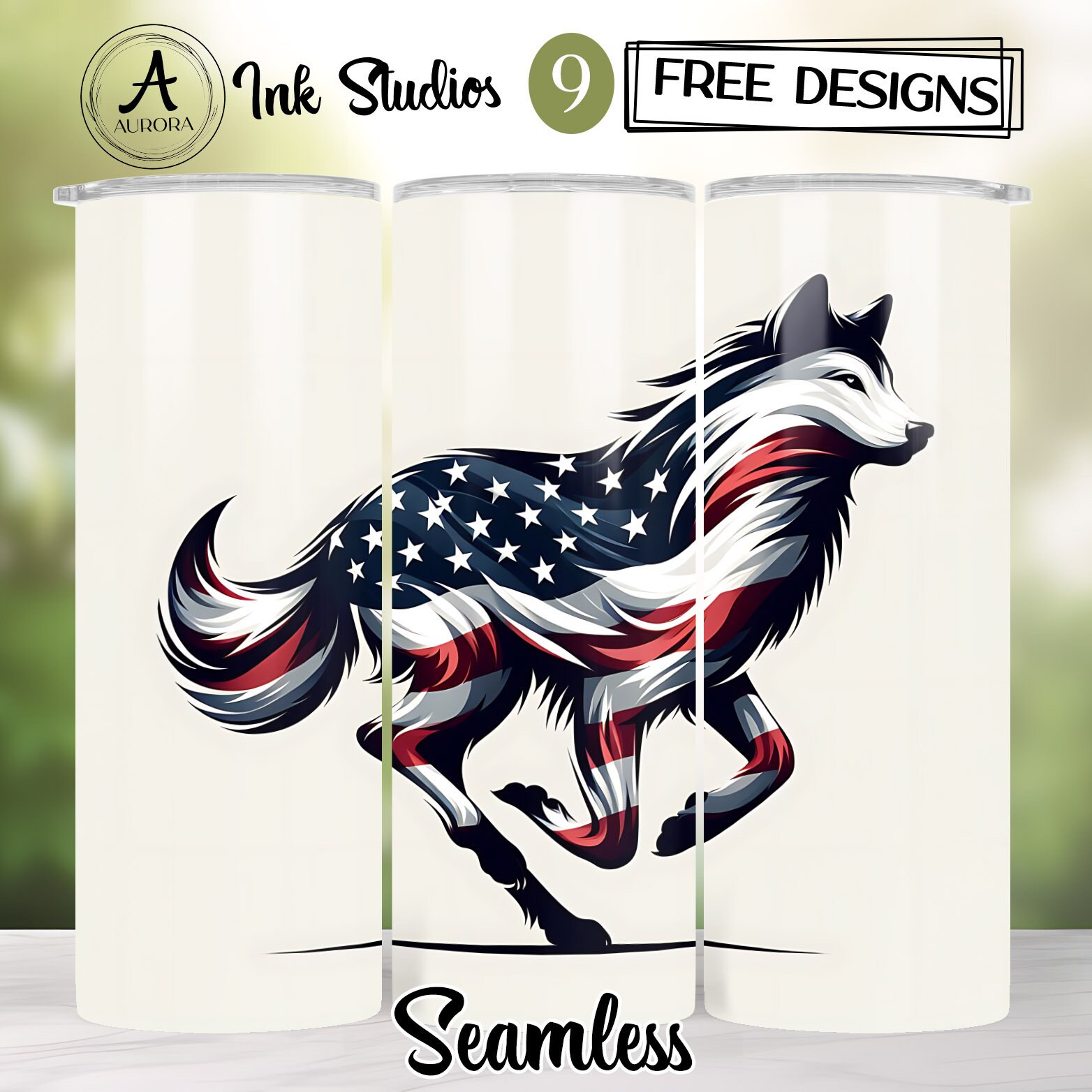 American Wolf Flag Wrap, Lone Wolf Flag Tumbler, July 4th Wrap, 20oz ...
