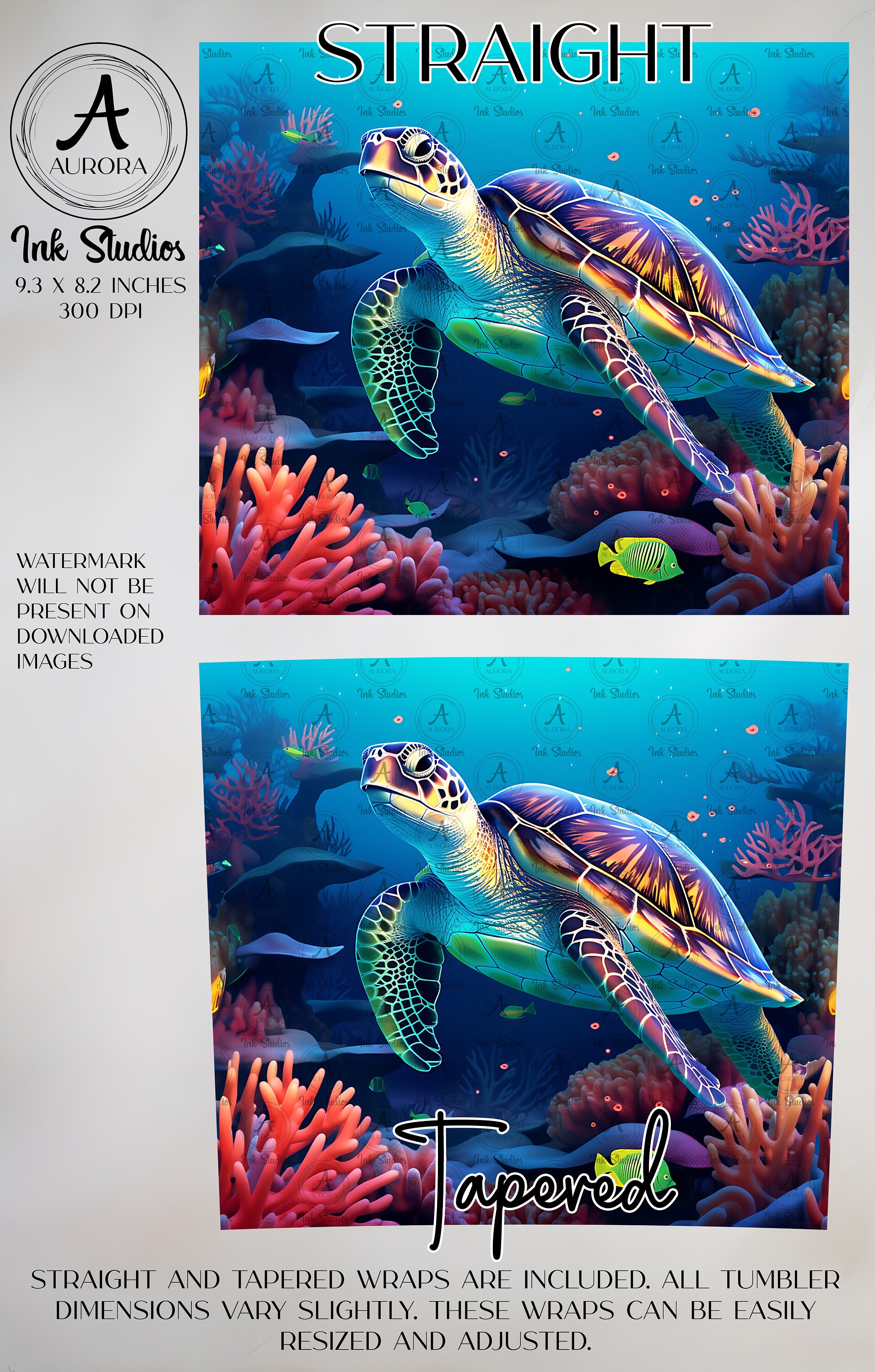 3D Sea Turtle Wrap, 3D Turtle Wrap, Sea Turtle 3D Tumbler Wrap, 20oz ...
