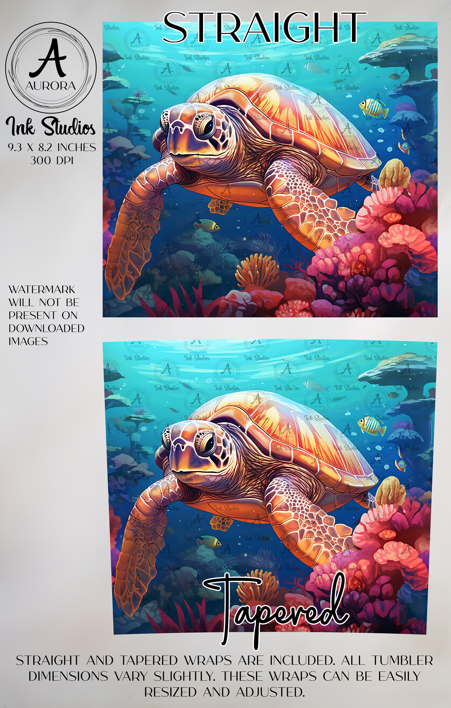 3D Sea Turtle Wrap, 3D Turtle Wrap, Sea Turtle 3D Tumbler Wrap, 20oz ...