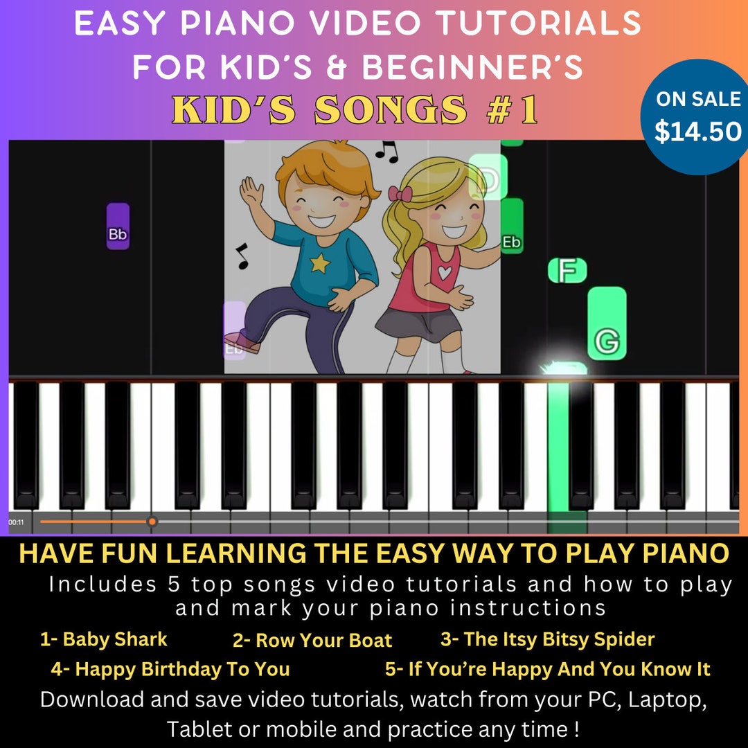 Kids Songs 1 Easy Piano Video Tutorials for Kids and - Etsy