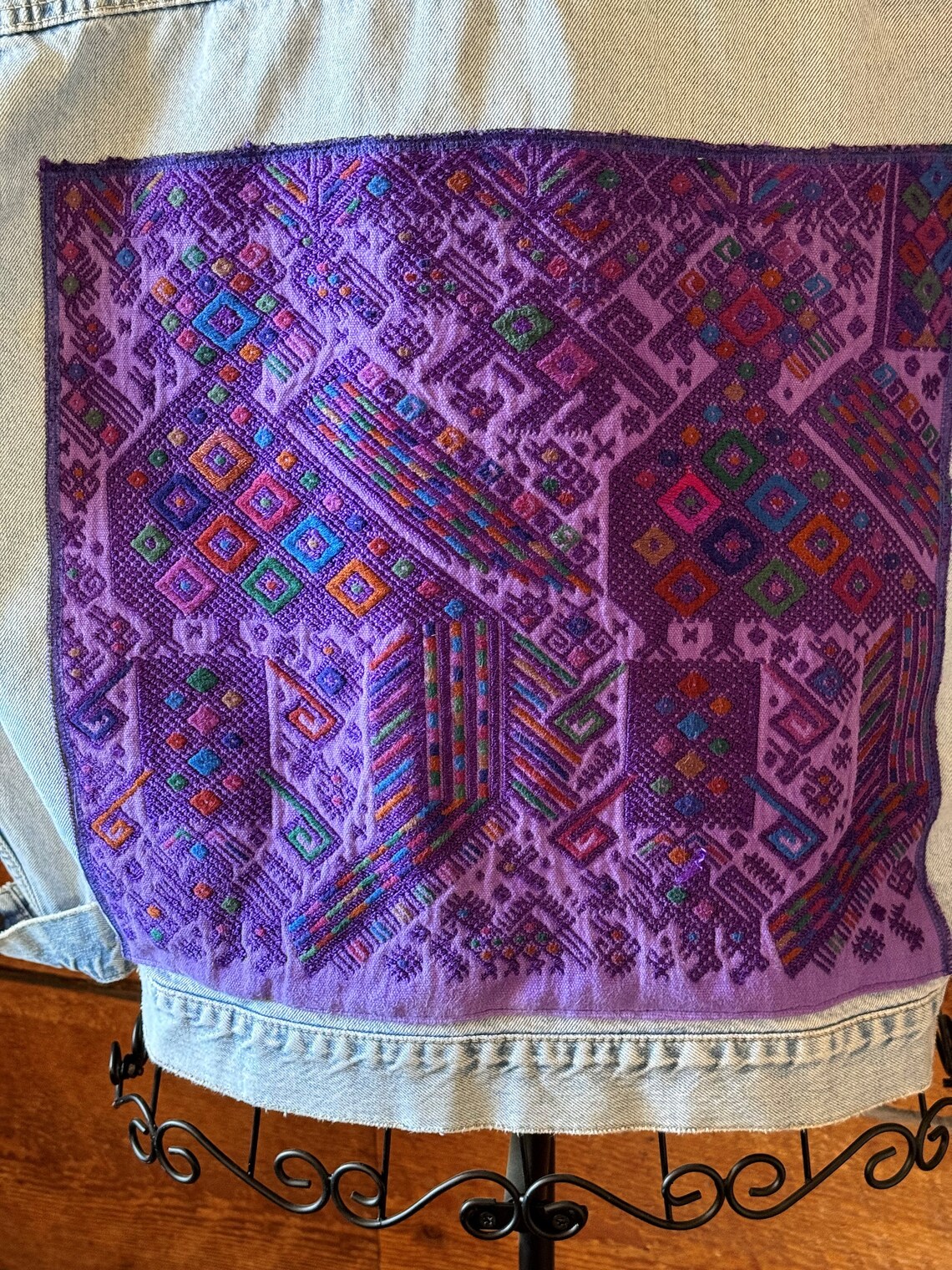 Denim Jacket Embellished With Mayan Weaving - Etsy