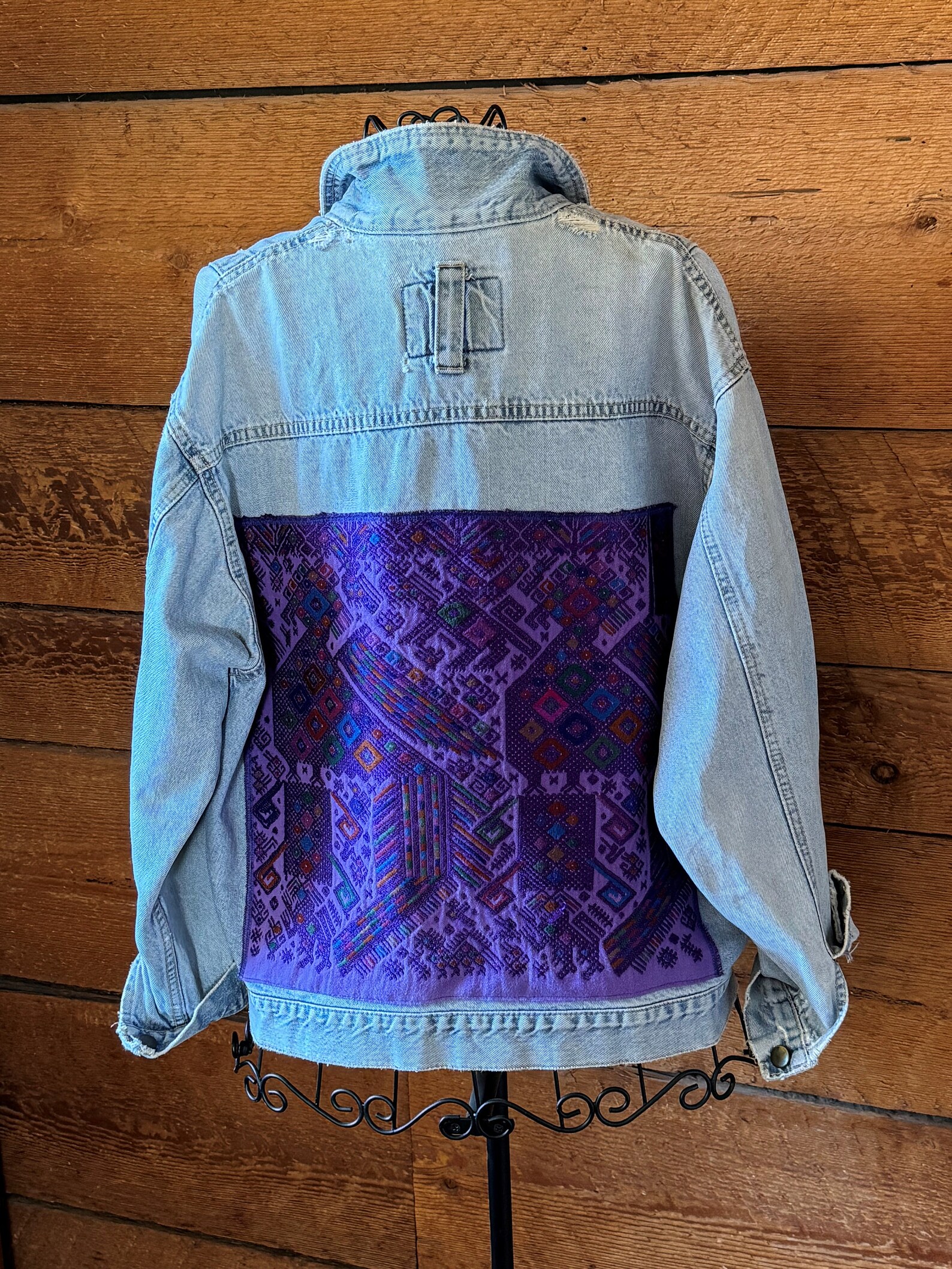 Denim Jacket Embellished With Mayan Weaving - Etsy