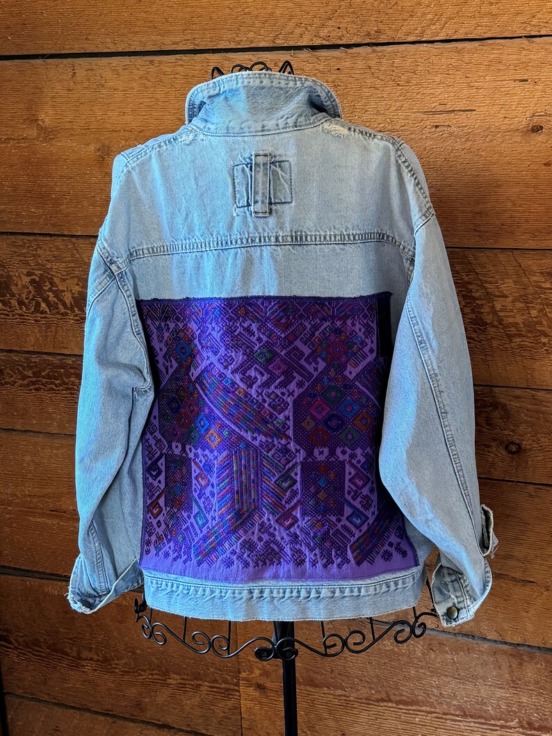 Denim Jacket Embellished With Mayan Weaving - Etsy