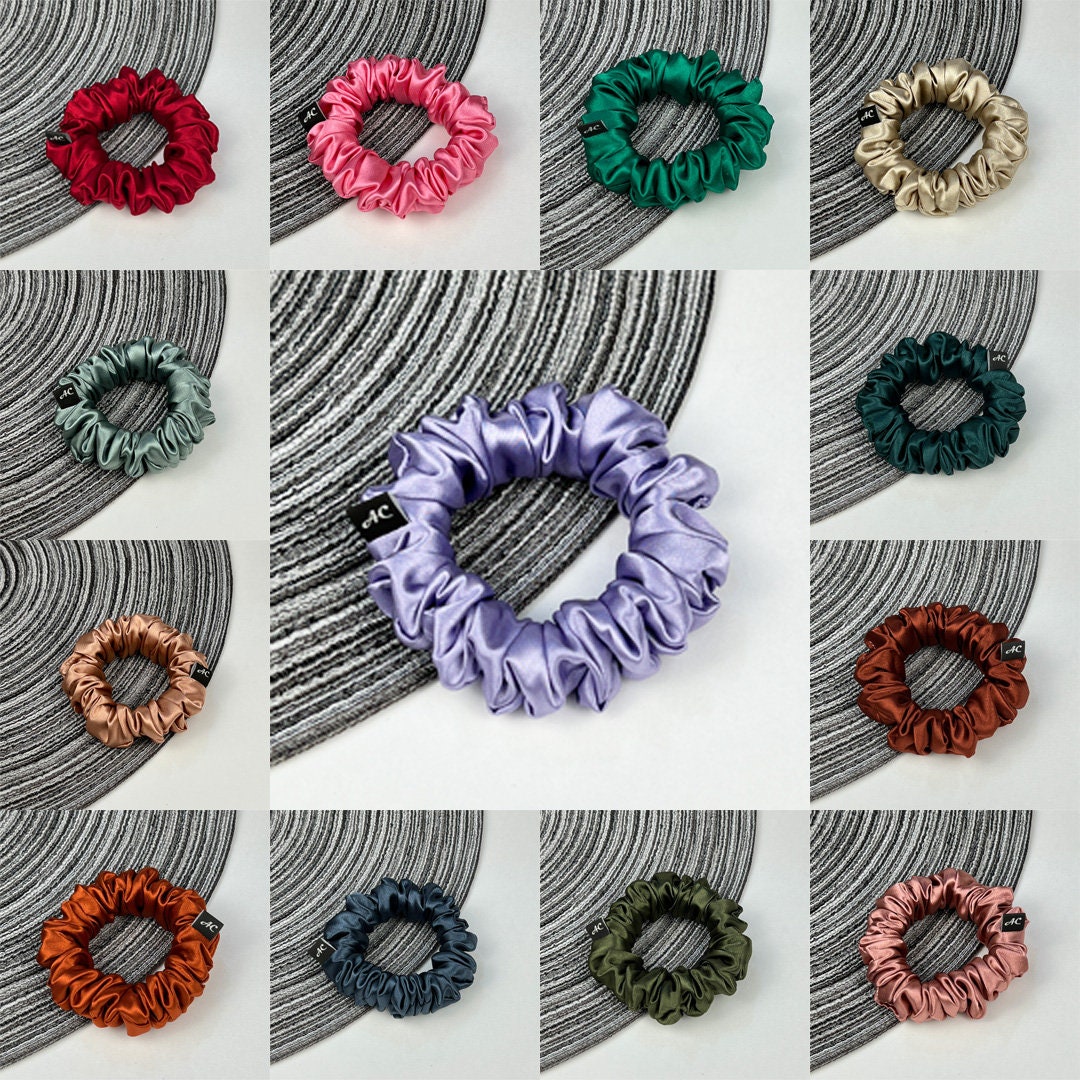 Mini Colour Satin Scrunchies | 30 Colors Available | Hair Scrunchies ...