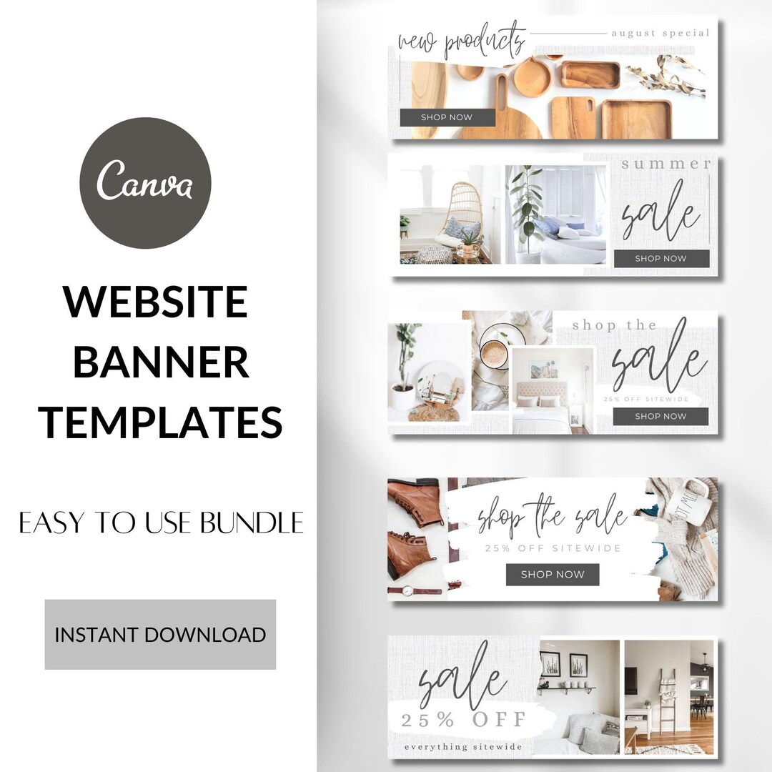 DIY Website Banner Set, Website Template Design,shopify Wix Banners ...
