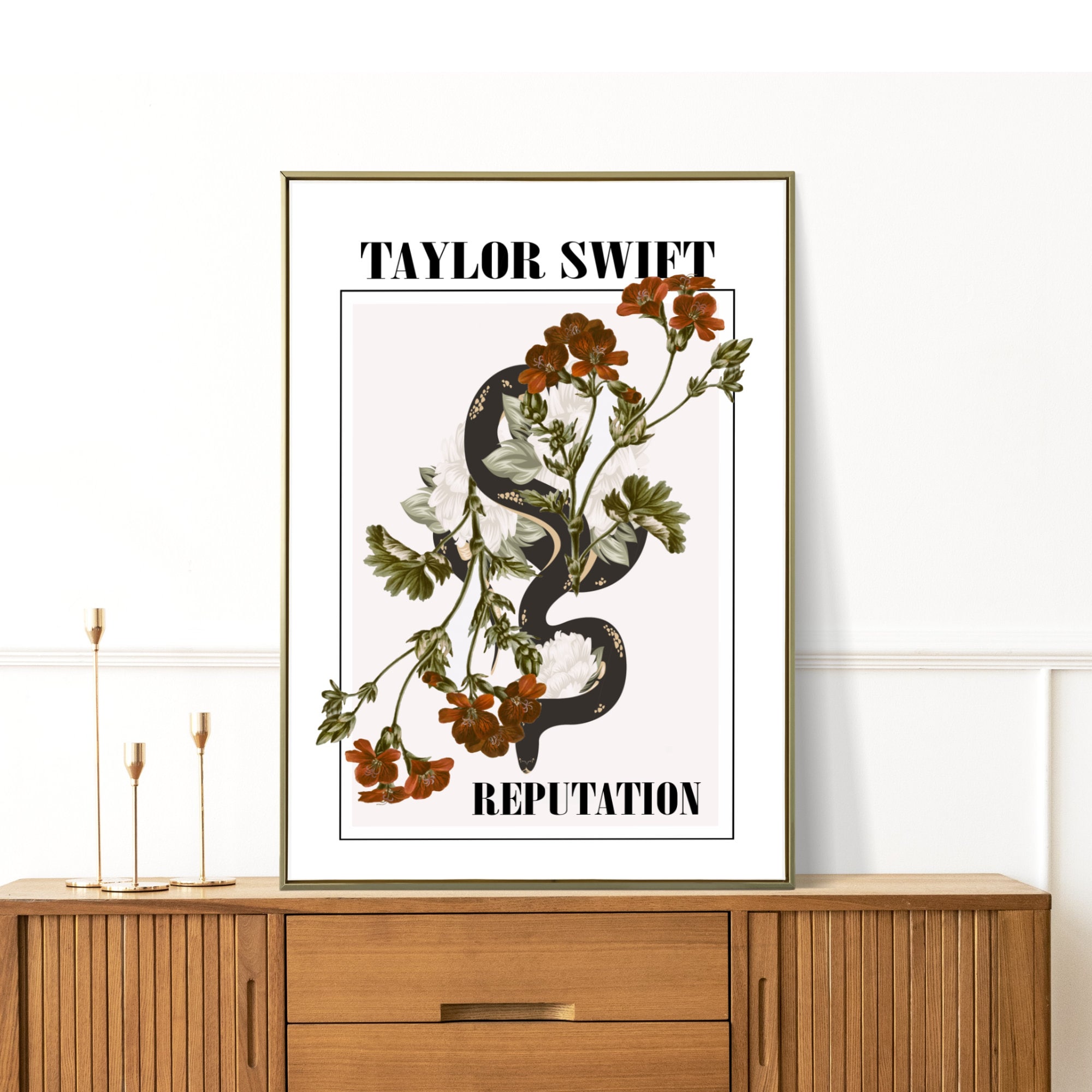 Taylor Swift Reputation Snake Botanical Digital Art Poster - Etsy