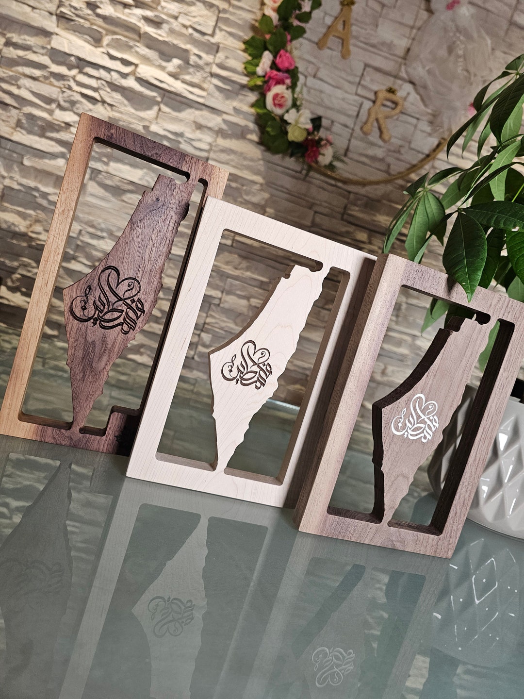 Palestine Wood Country Map Wall Art Walnut/maple - Etsy