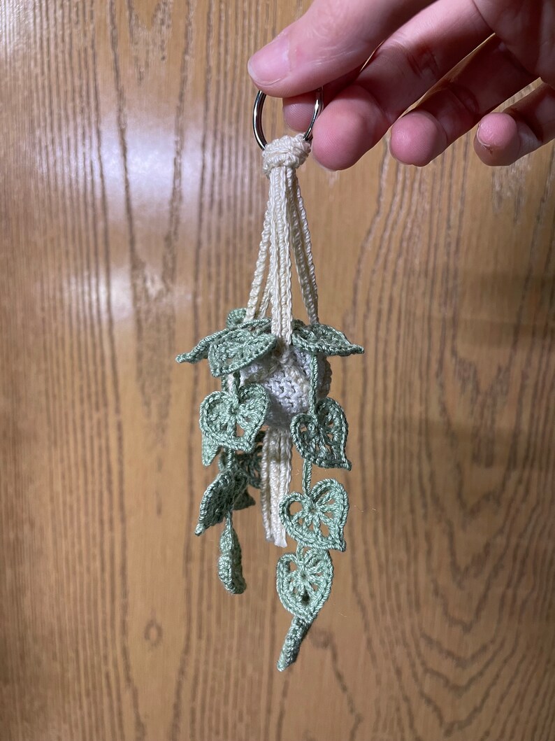 Mini Crochet Hanging Plant Keychain - Etsy