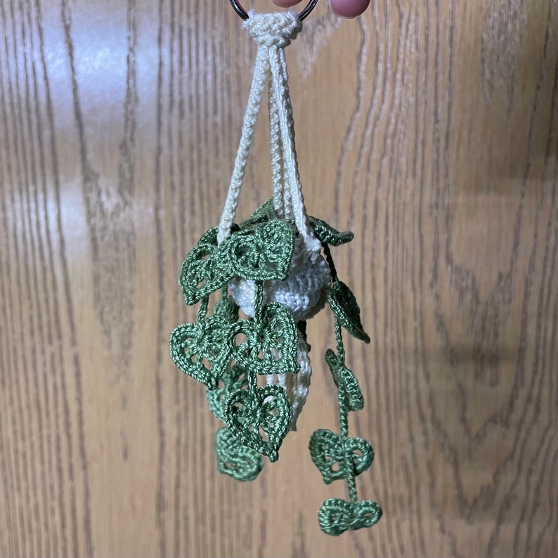 Mini Crochet Hanging Plant Keychain - Etsy