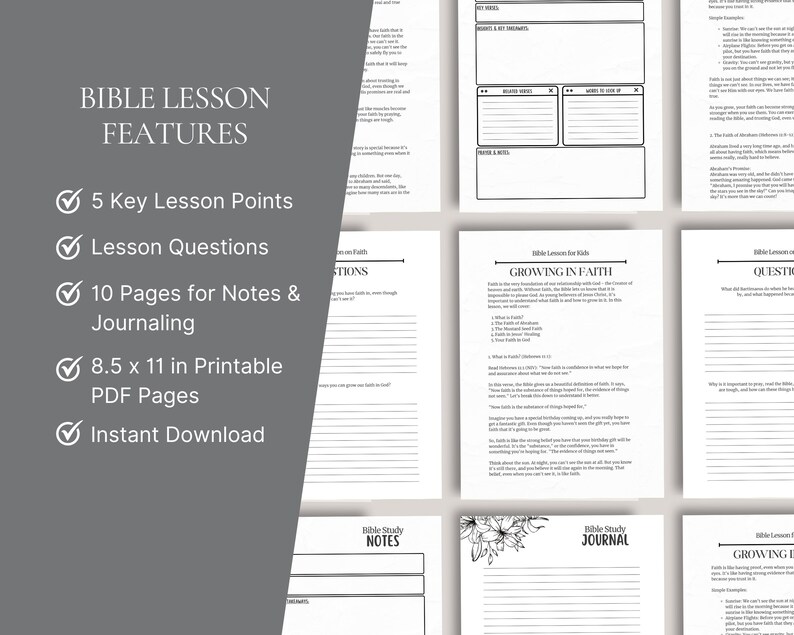 Growing in Faith Bible Lesson for Kids Kids Bible Study Journal Girls ...