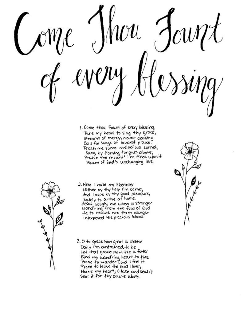 Come Thou Fount of Every Blessing Hymn Digital Download - Etsy
