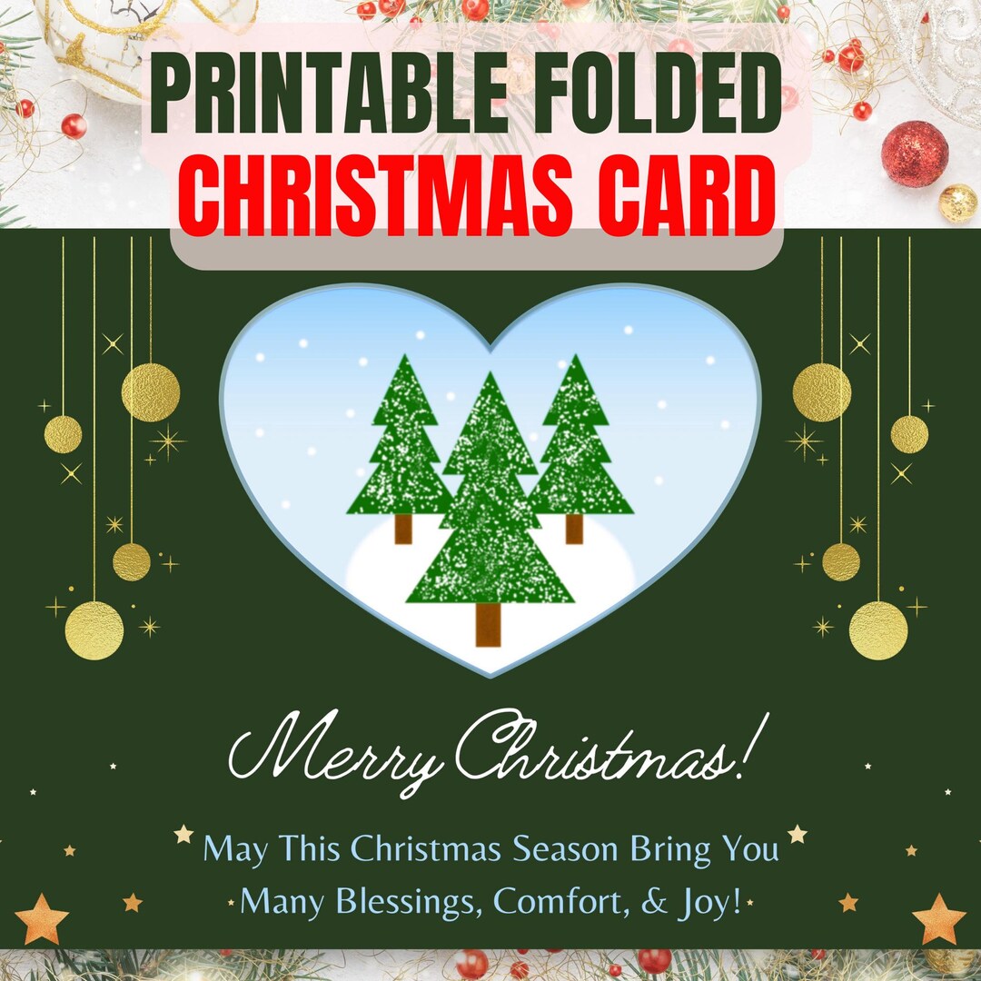 Printable Merry Christmas Greeting Card, Digital Download Affordable ...