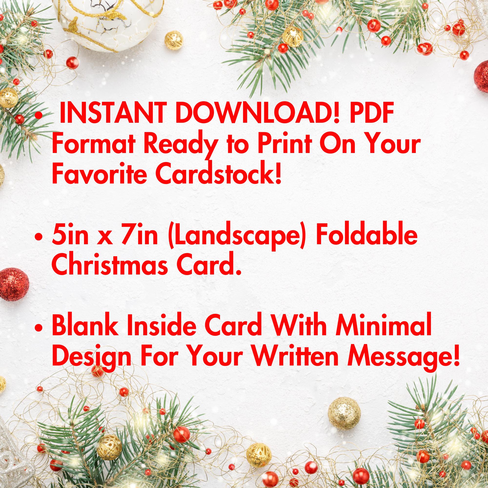 Printable Merry Christmas Greeting Card, Digital Download- Affordable ...