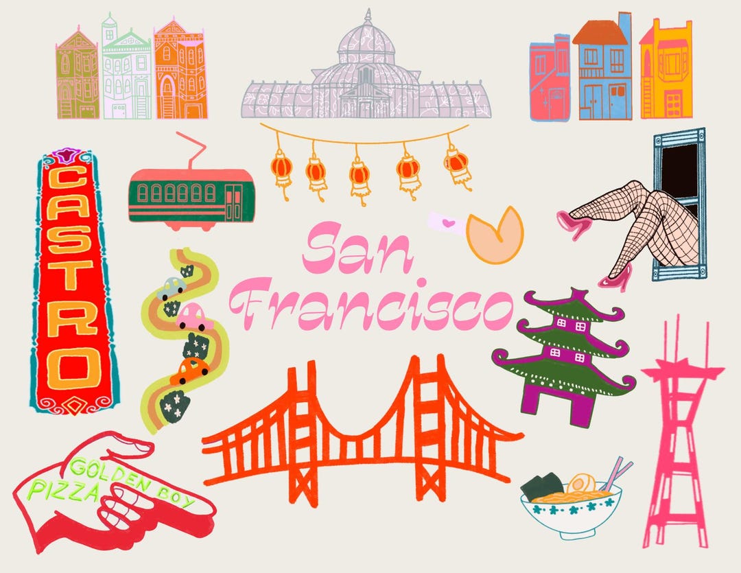 San Francisco Clip Art Stickers - Etsy