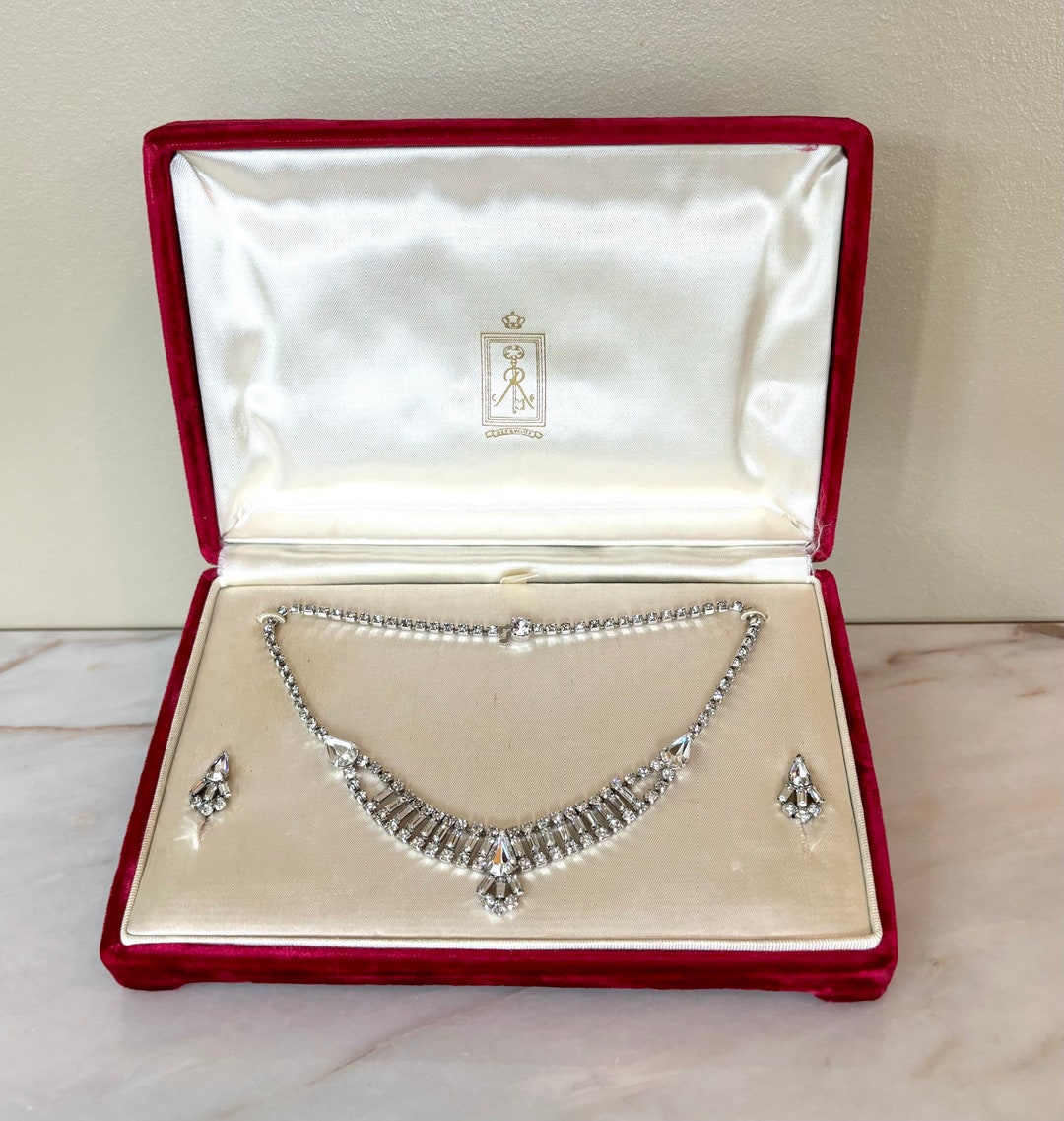Charles Reis Vintage 1950’s Handmade Crystal Rhinestone Necklace Set - Etsy