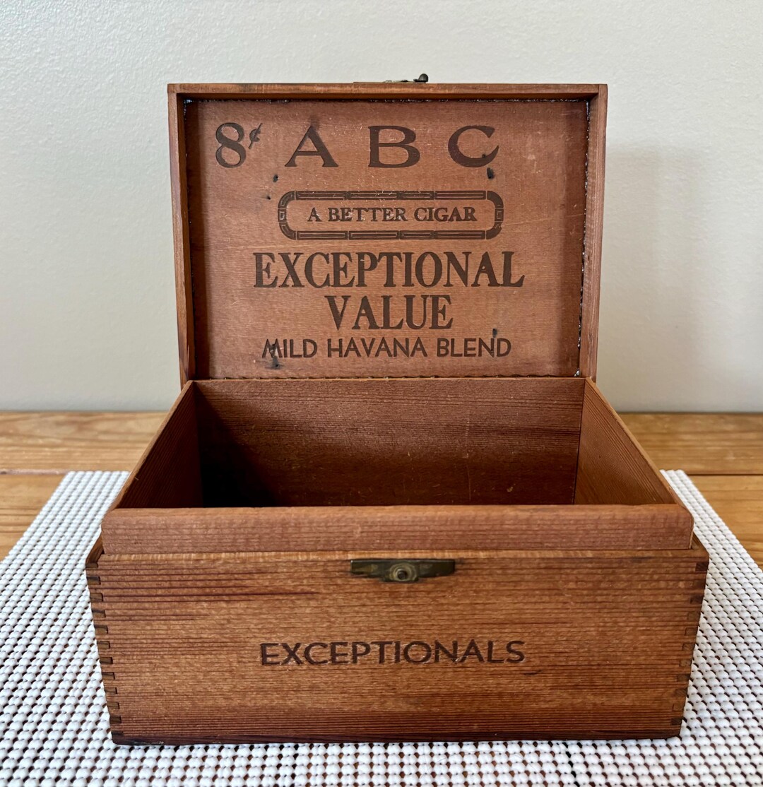 A Better Cigar Co. ABC Vintage Wooden Dovetailed Cigar Box - Etsy