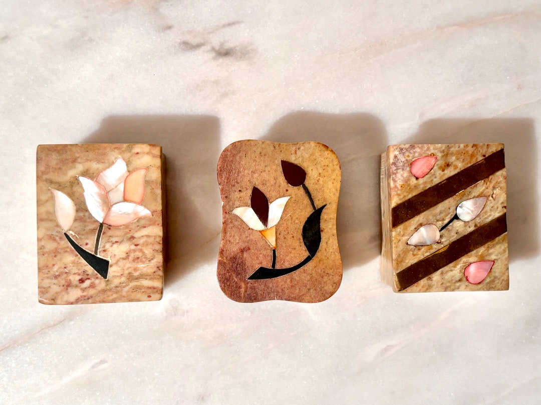 3 Vintage Hand Carved Soapstone Boxes - Etsy