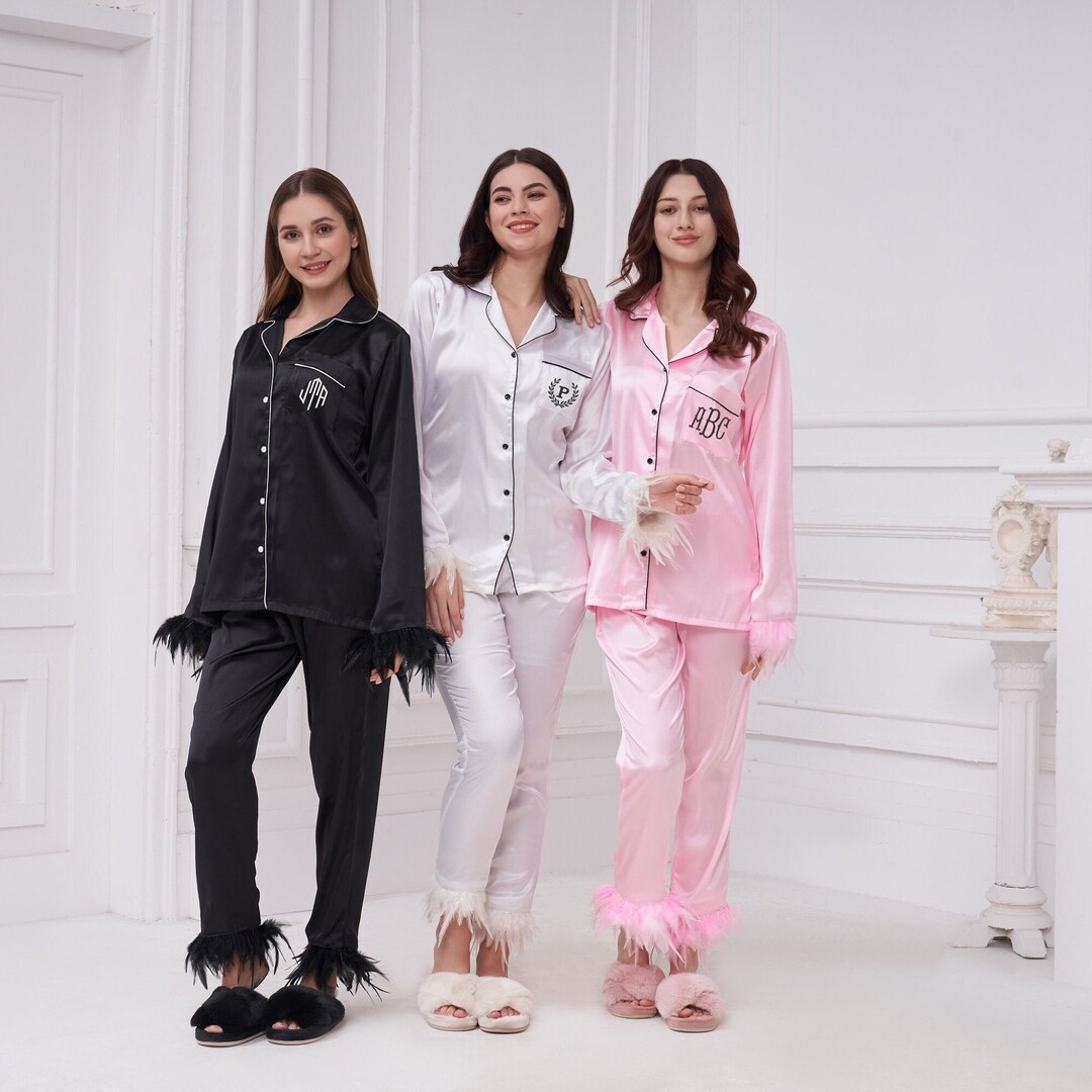 Feather Pajamas, Feather Pajama Set, Bachelorette Pajamas, Feather ...