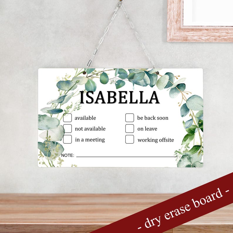 Personalized Floral Out of Office Sign, Dry Erase Message Board (6x10 ...