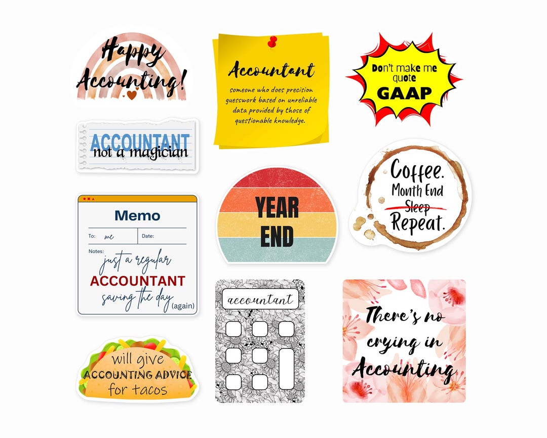 10 Sticker Pack for Accountant W/ Funny Quotes, Gift for CPA Certified ...