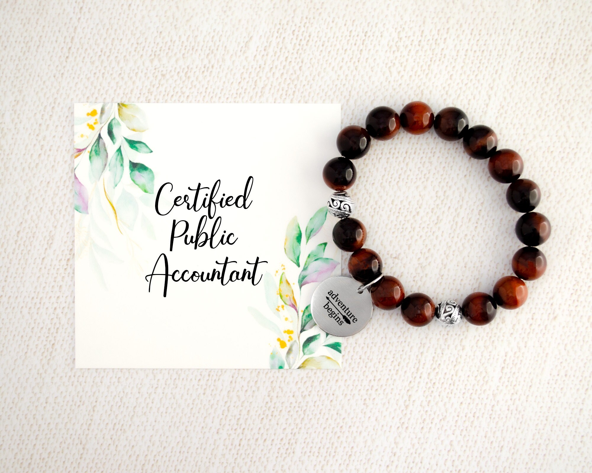 Accountant Beaded Bracelet, Personalize W/ Enclosed Card, Matte ...