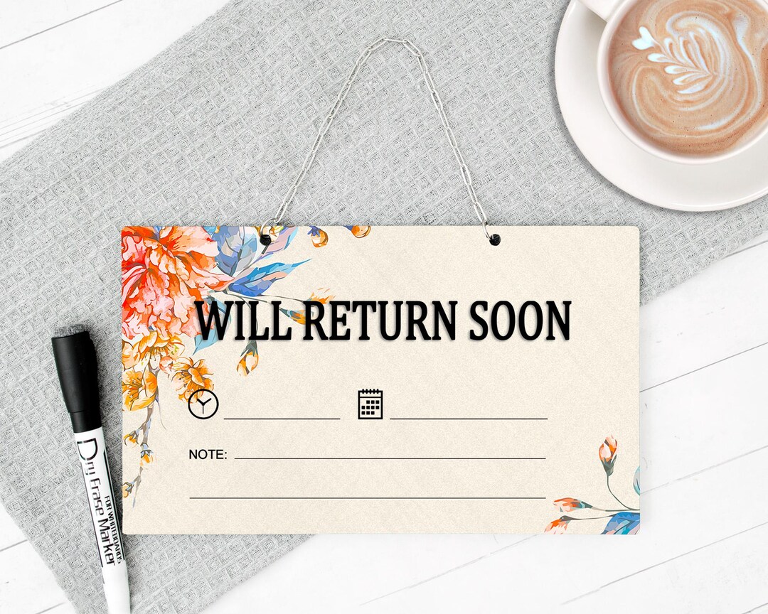 Will Return Soon Office Door Sign, Dry Erase White Board, Gift Idea for ...