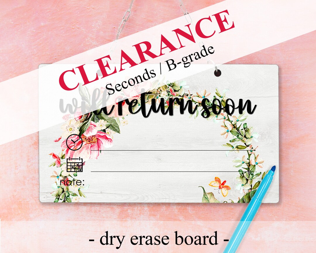 Office Wall Sign, Will Return Soon, Dry Erase Board W/ Chain for ...