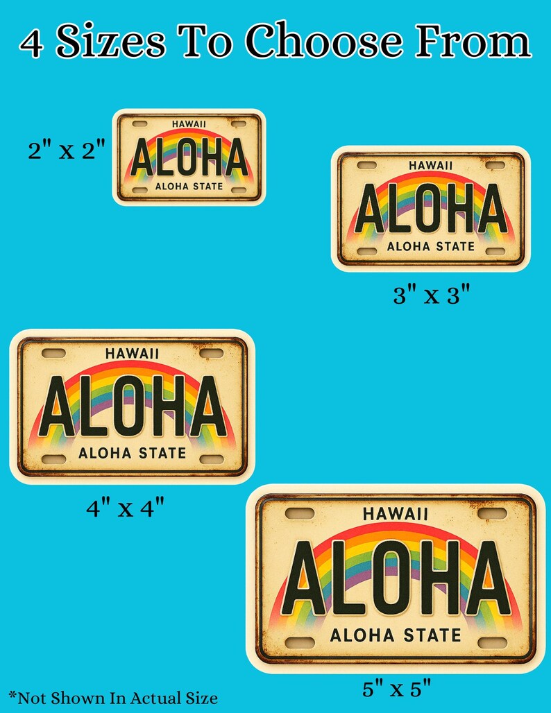 Retro Hawaii ALOHA License Plate Sticker: 80s Beach Vibes Decal - Etsy