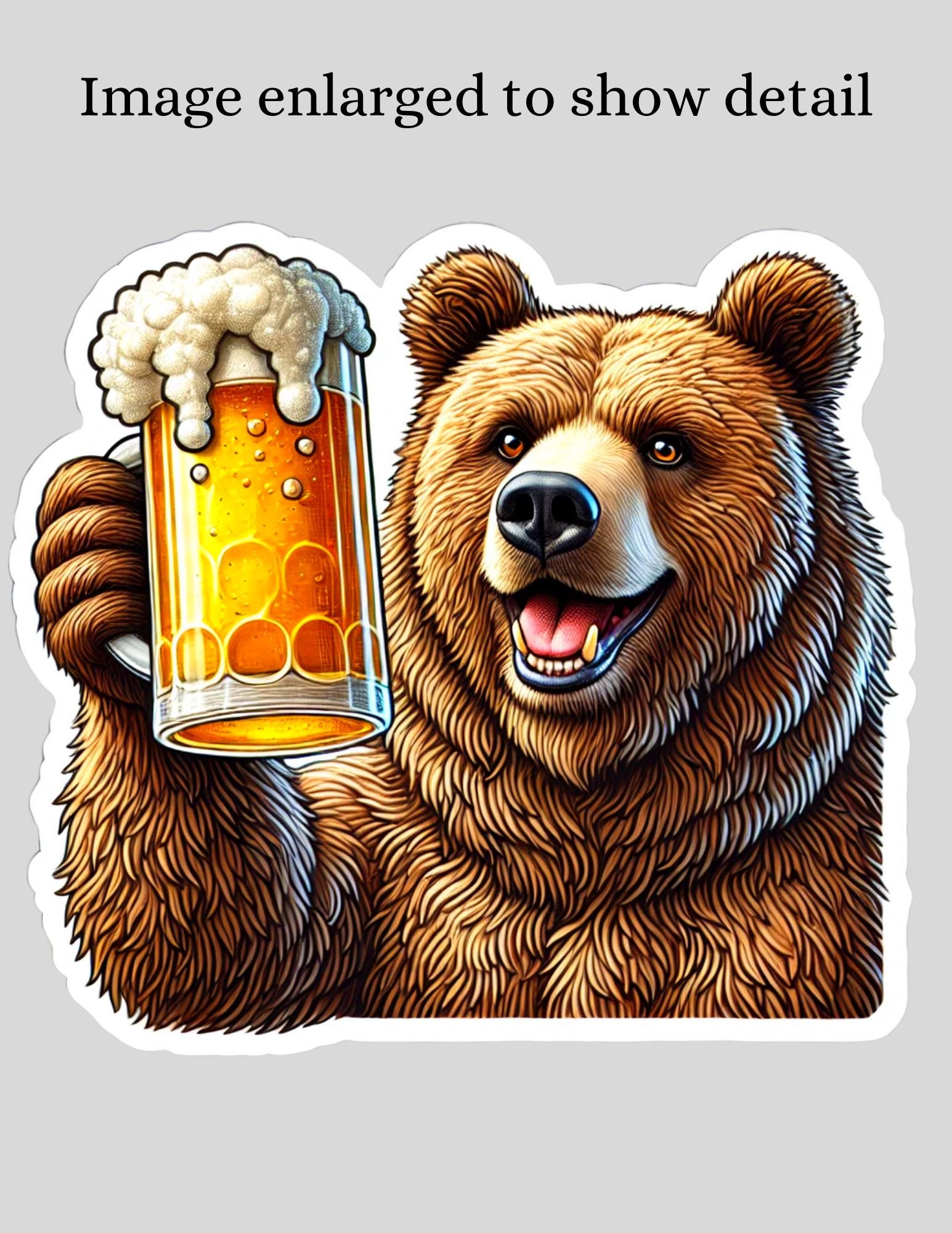 Beer-loving Bear Sticker: Funny Vinyl Decal for Laptops & Water Bottles ...
