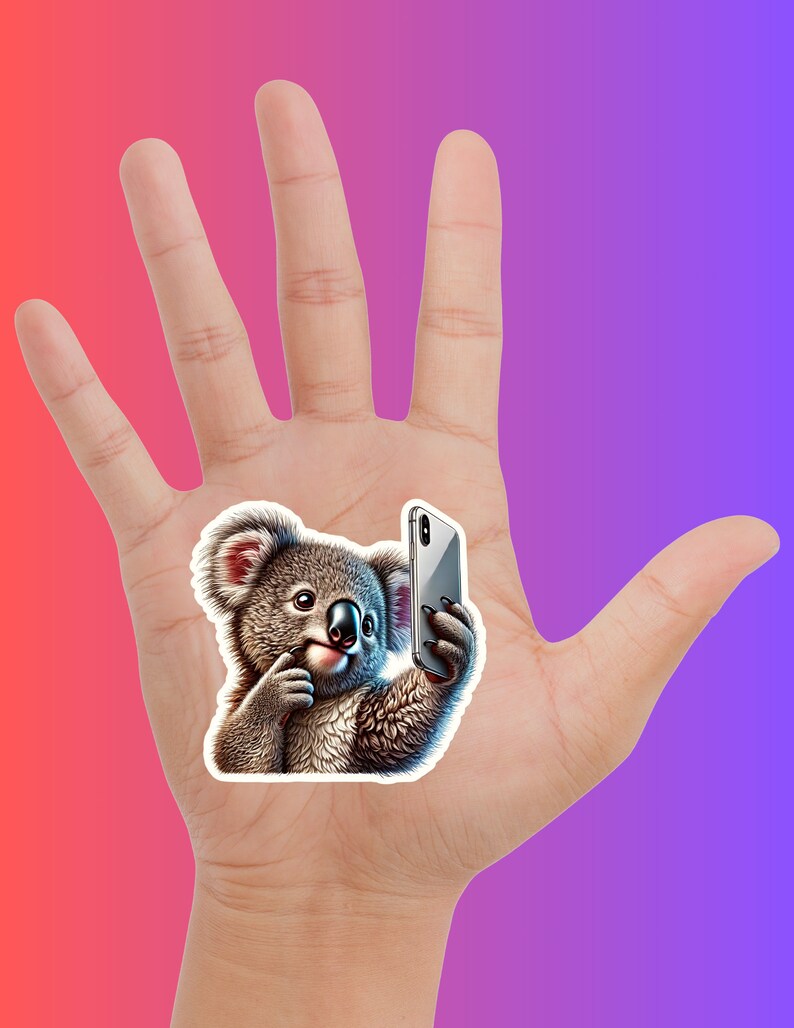 Baby Koala Bear Selfie Sticker, Glossy Vinyl Decal - Etsy