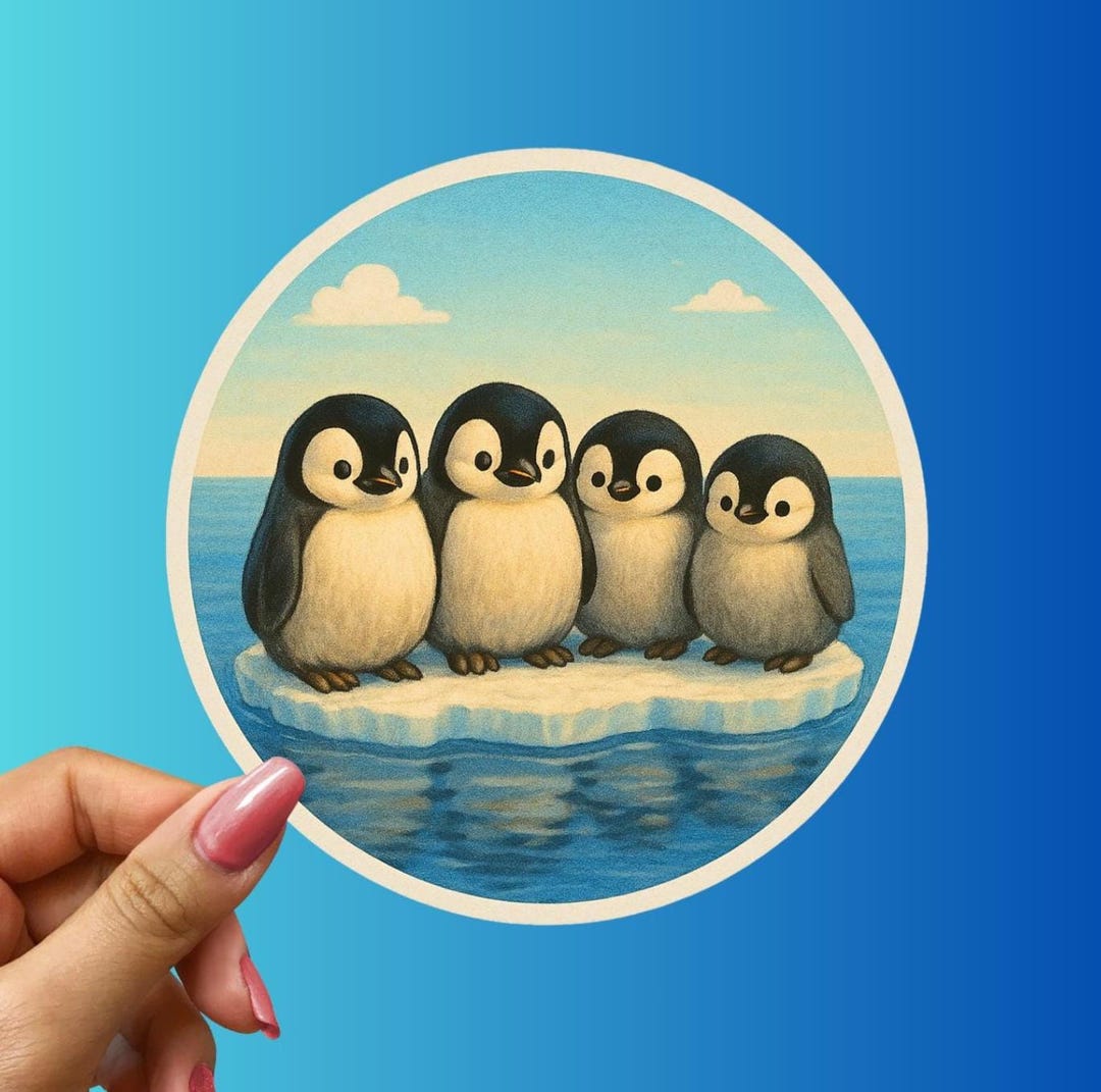 Cute Penguin Family on Ice Sticker Vinyl Decal Winter Animal Sticker ...
