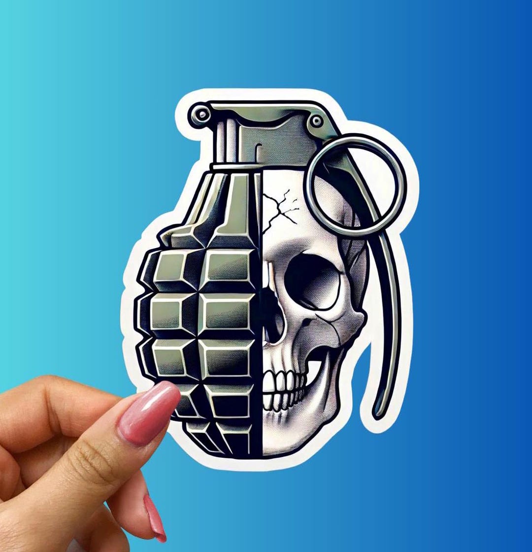 Half Skull Half Grenade Sticker: Edgy Laptop Decal - Etsy