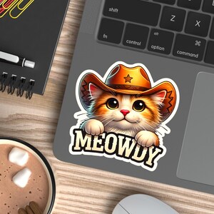 Cowboy Cat "meowdy" Sticker - Cute Western Kitty With Cowboy Hat ...