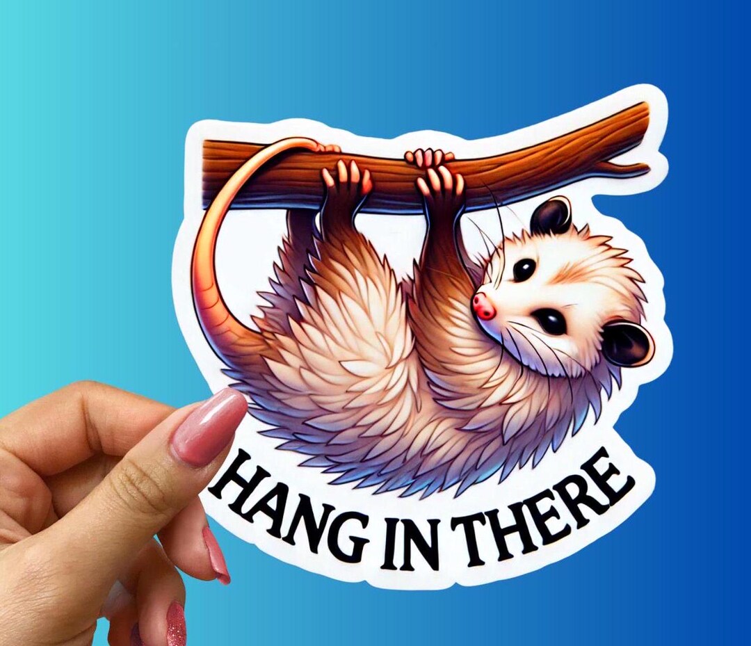 Hang in There Opossum Sticker - Cute and Motivational Vinyl Decal ...