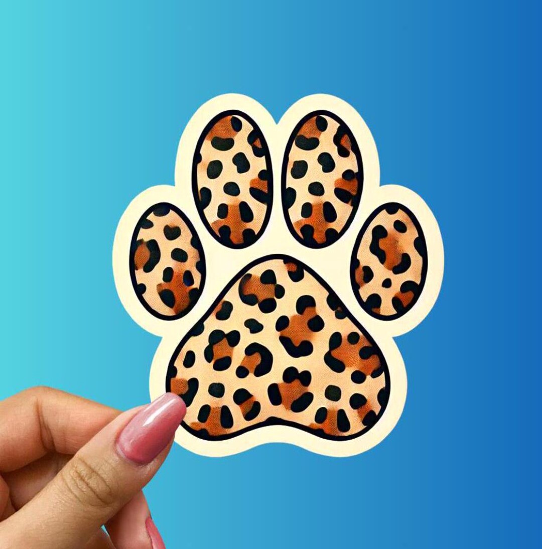 Leopard Print Paw Sticker, Wild Animal Print Decal, Trendy Jungle ...