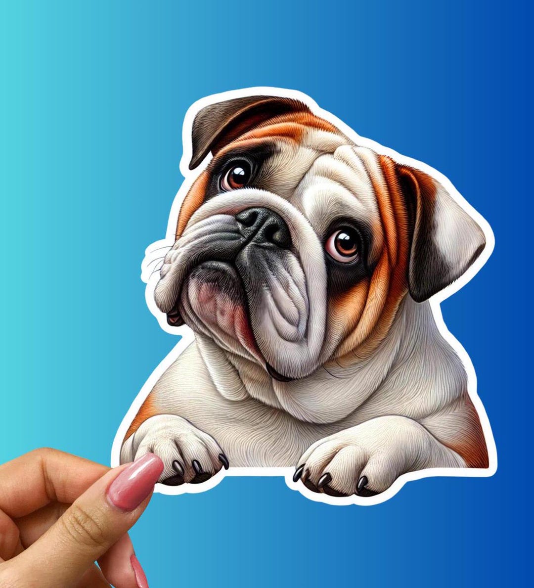 Adorable Bulldog Tilting Head Sticker: Glossy Vinyl Puppy Decal - Etsy