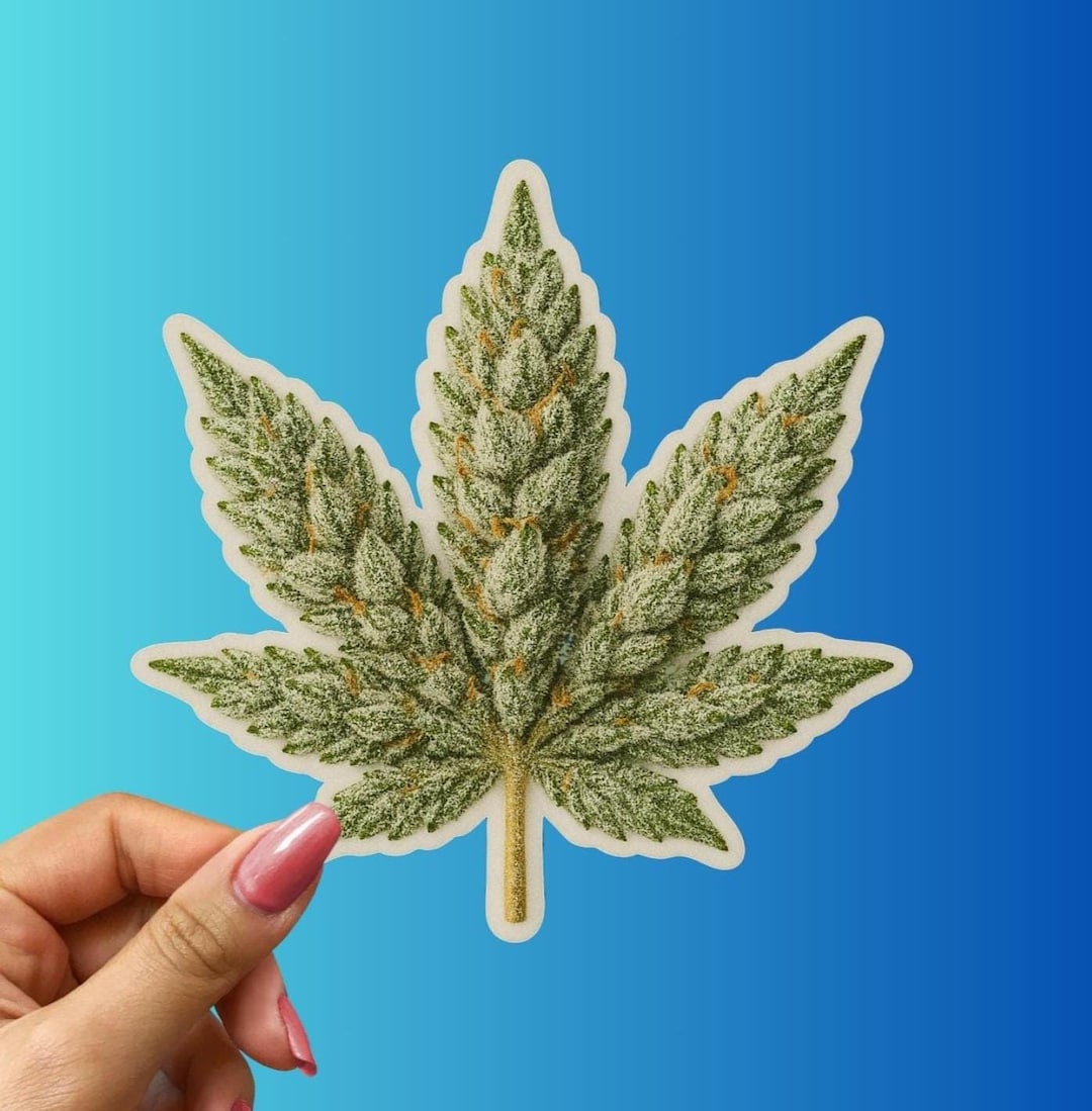 Weed Leaf Sticker – Cannabis Bud, Glossy Vinyl Decal - Etsy