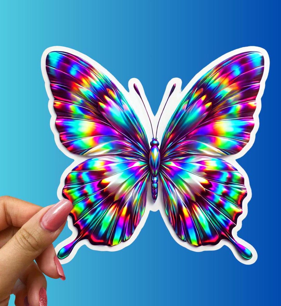 Iridescent Rainbow Butterfly Sticker – Holographic Vinyl Decal ...