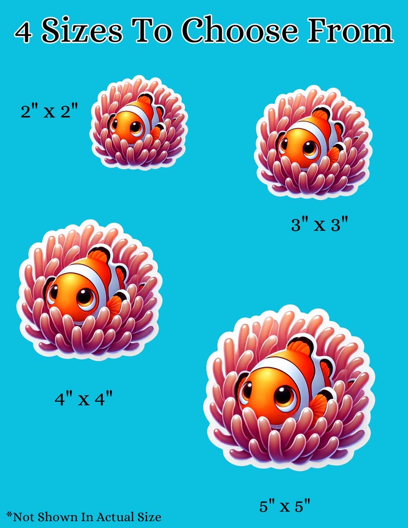 Clownfish Sticker: Bright Coral Reef Fish Vinyl Decal - Etsy