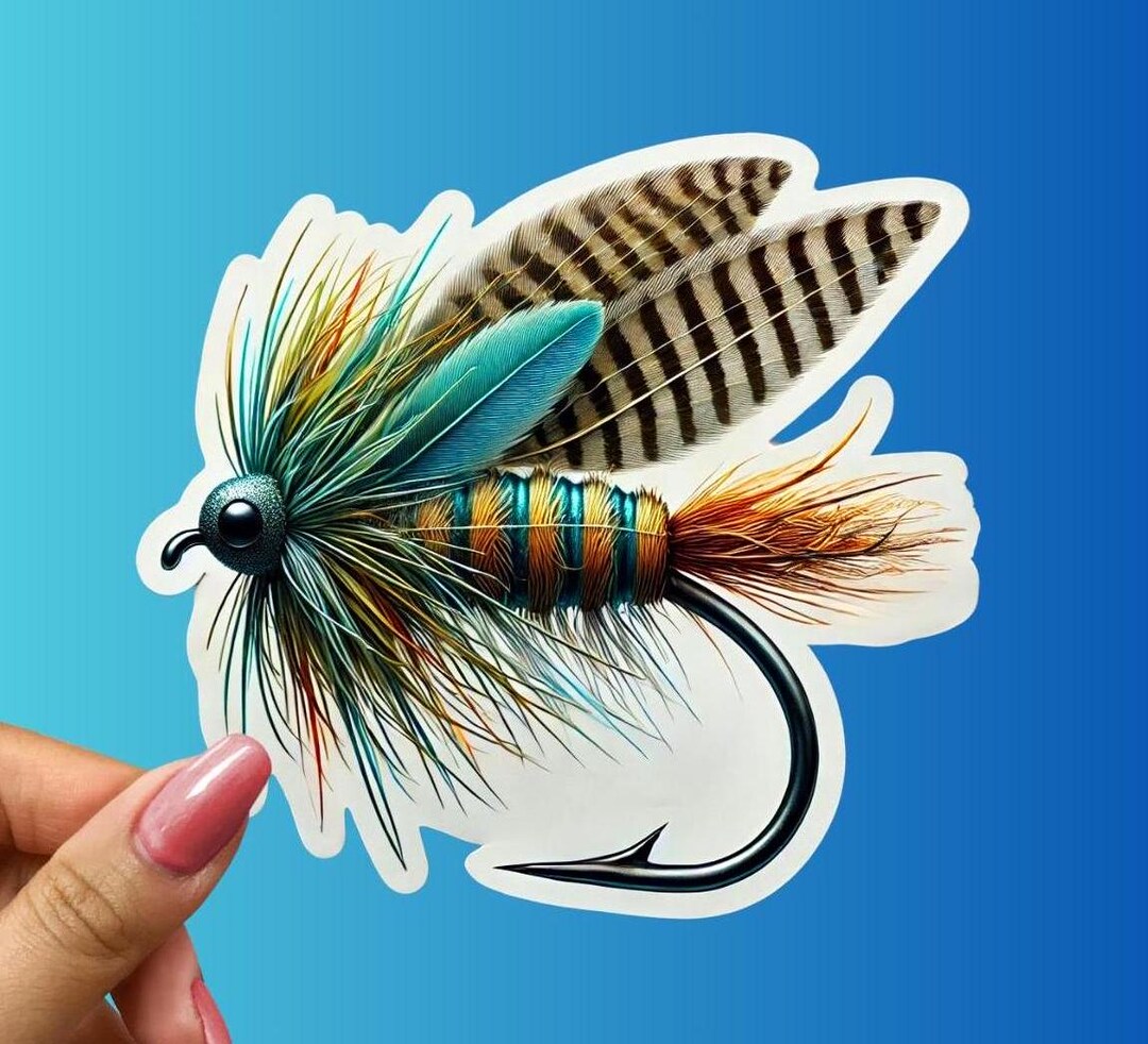 Colorful Fly Fishing Sticker | Realistic Fishing Lure Decal | Angler ...