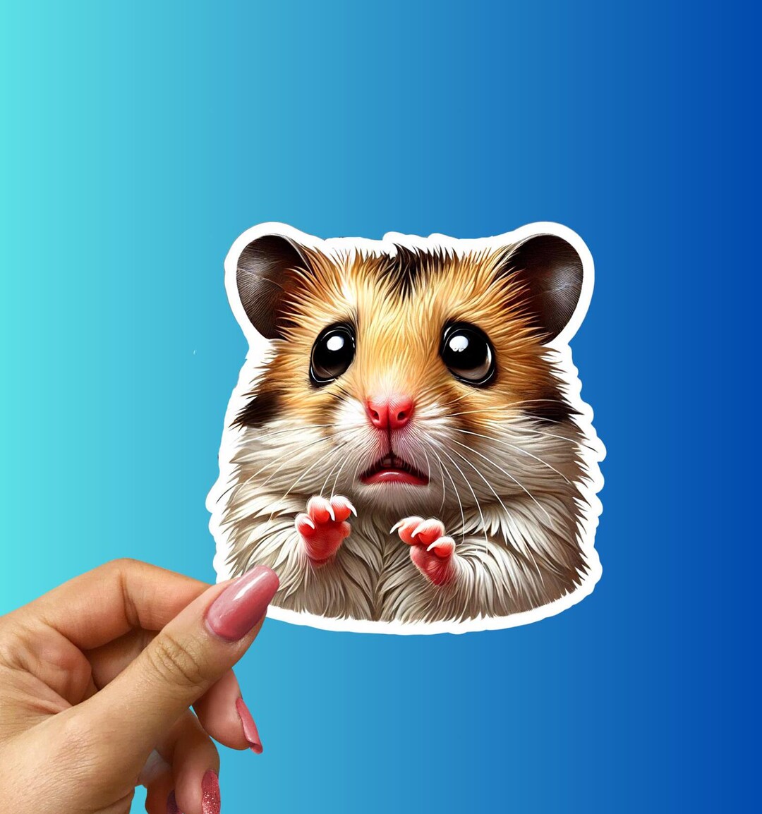 Adorable Scared Hamster Sticker - Cute and Expressive Pet Vinyl Decal ...