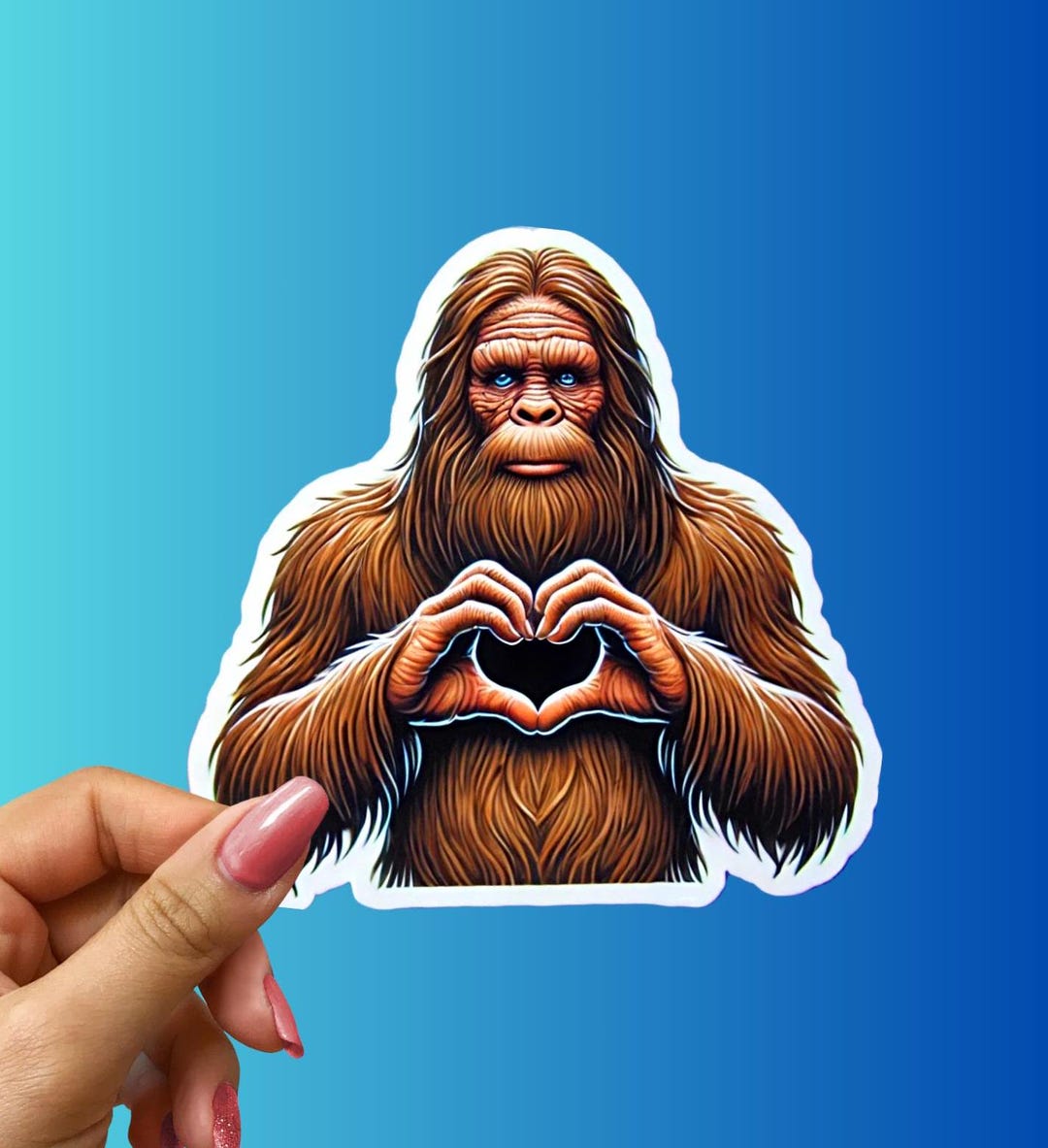 Bigfoot Heart Hands Sticker Cute Sasquatch Vinyl Decal for Outdoor Lovers Laptops Water Bottles ...