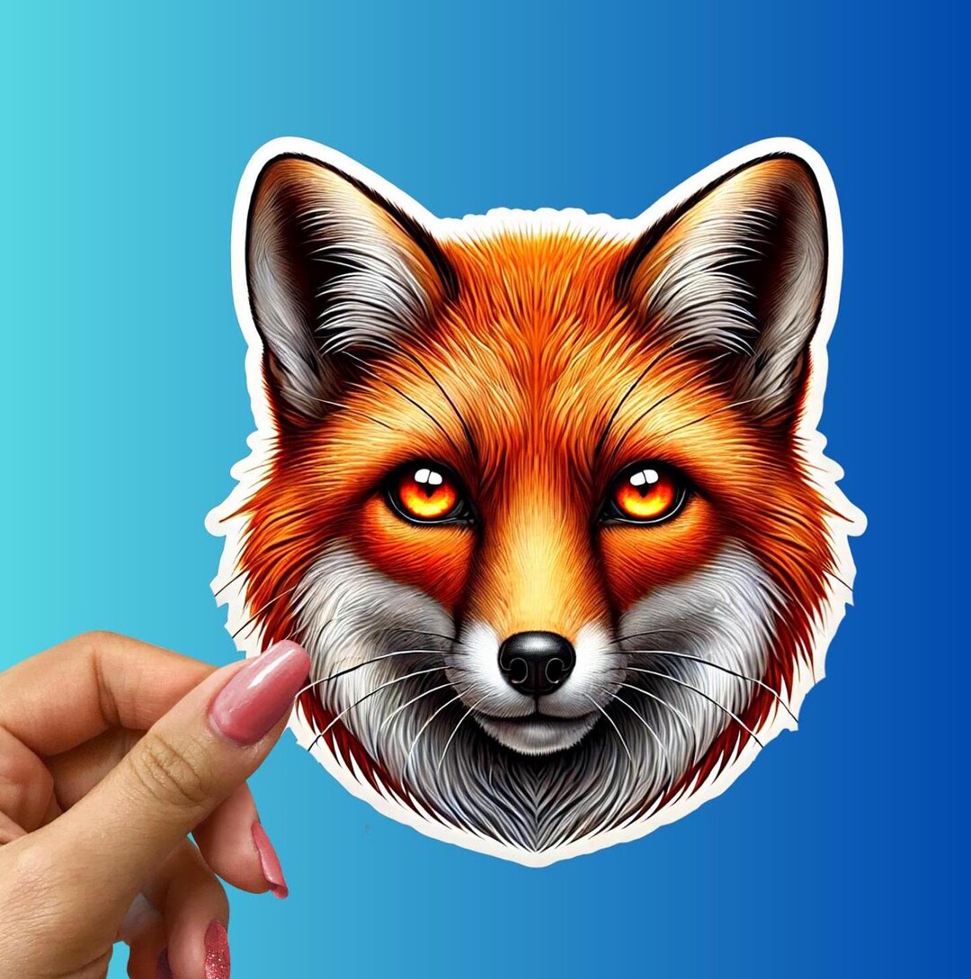 Realistic Fox Face Sticker, Vibrant Wildlife Vinyl Decal, Bold Animal ...