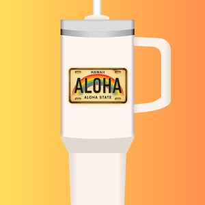 Retro Hawaii ALOHA License Plate Sticker: 80s Beach Vibes Decal - Etsy