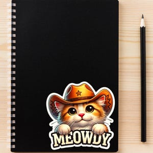 Cowboy Cat "meowdy" Sticker - Cute Western Kitty With Cowboy Hat ...