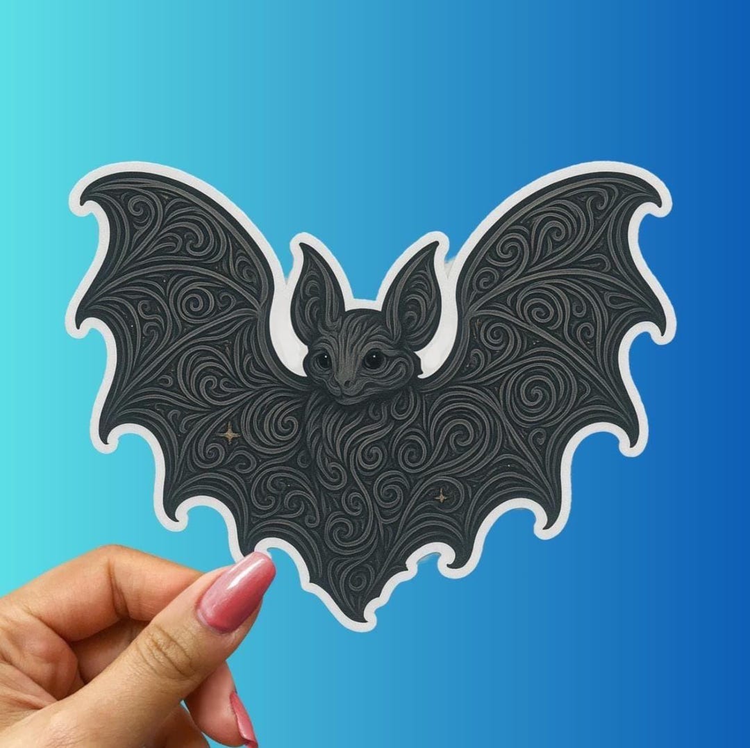 Trippy Bat Sticker: Gothic Swirl Pattern Bat Vinyl Decal - Etsy
