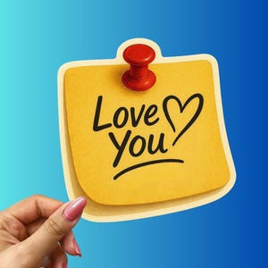 Love You Sticky Note Sticker Cute Reminder Vinyl Decal Romantic Gift ...