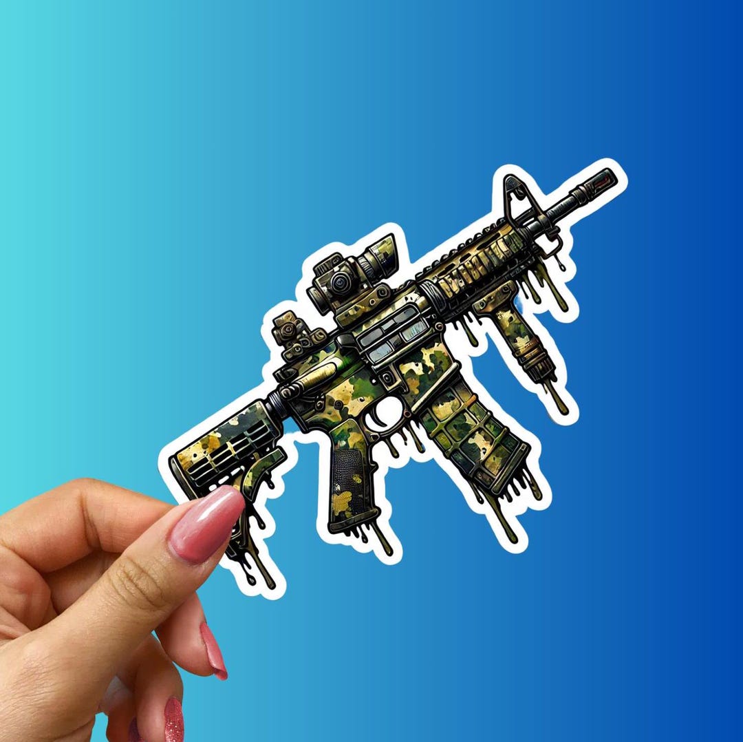 Camo Dripping AR-15 Rifle Sticker for Tactical Enthusiasts, Vinyl Decal ...
